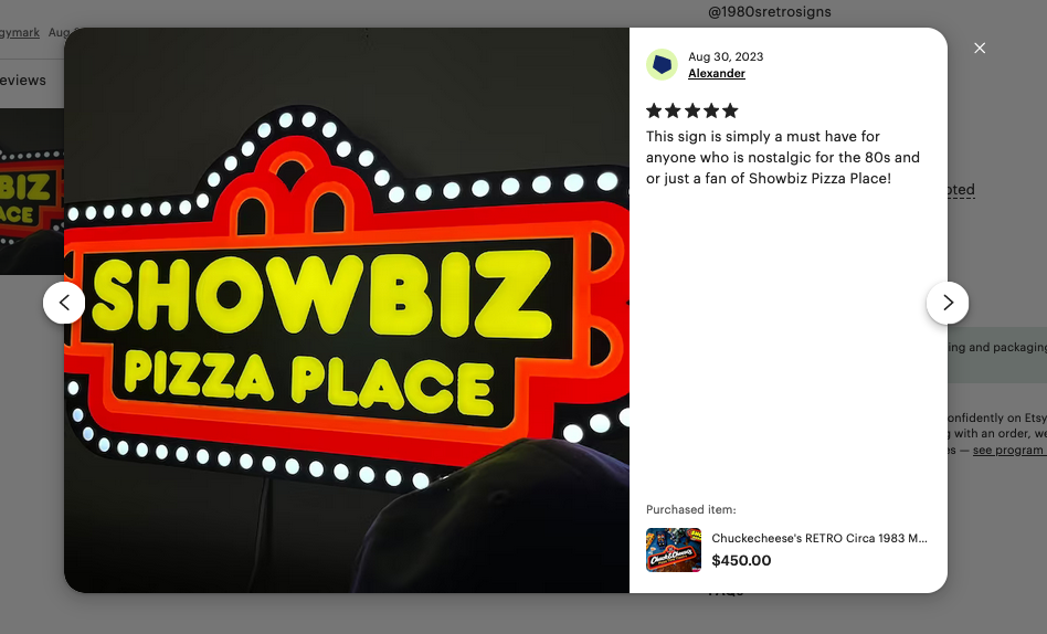 Showbiz Pizza Sign | 1980s Retro Signs | 1980s RETRO SIGNS